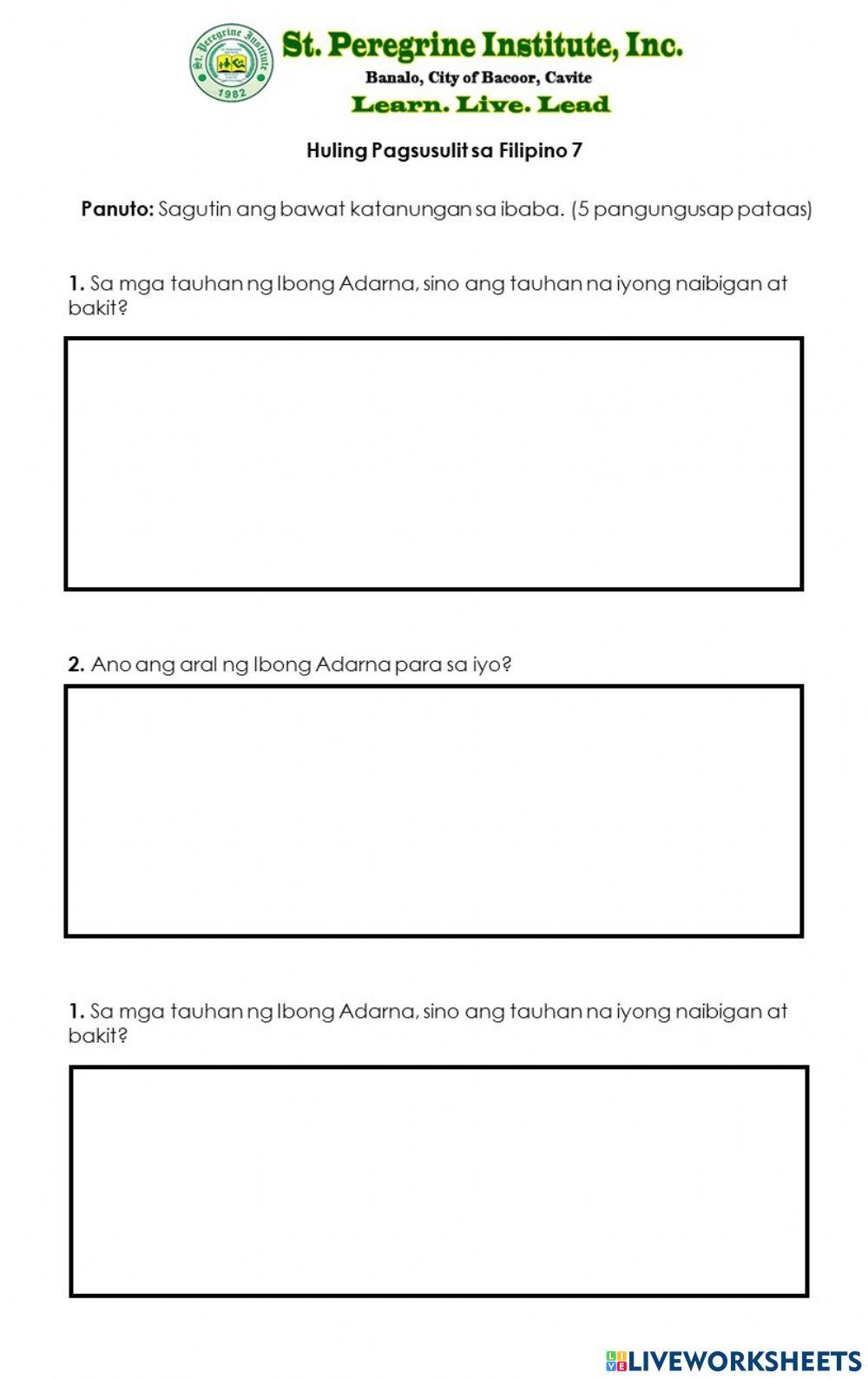 3586327 | Huling Pagsusulit sa filipino VII | senseiMarko