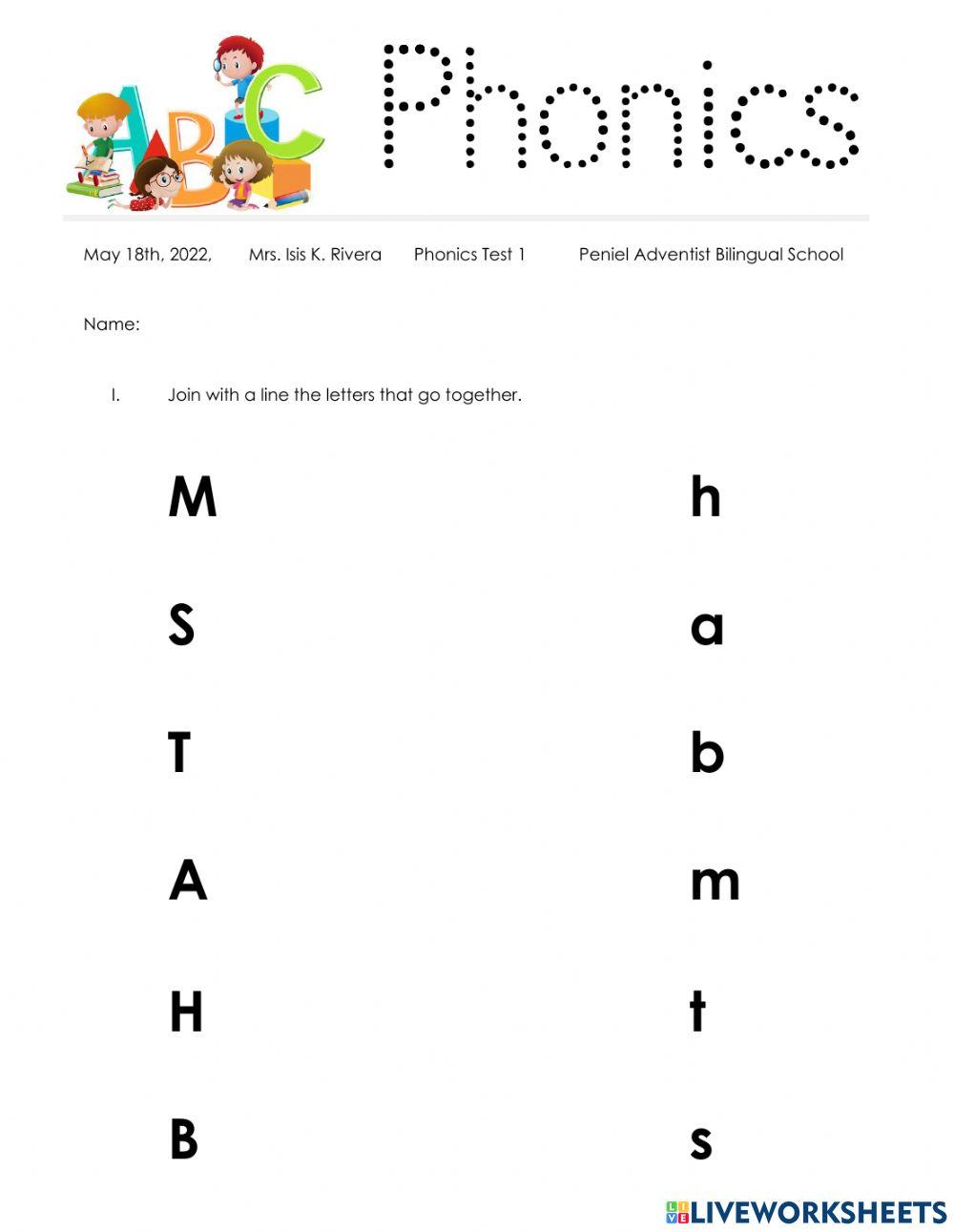 Phonics - Test 1 worksheet | Live Worksheets