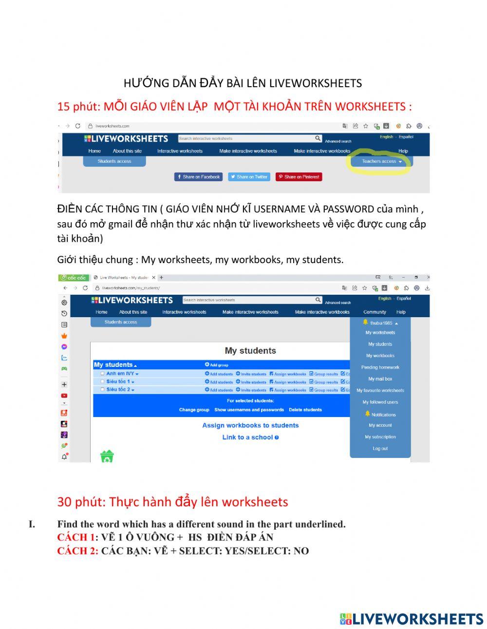 Test thử Live worksheet worksheet | Live Worksheets