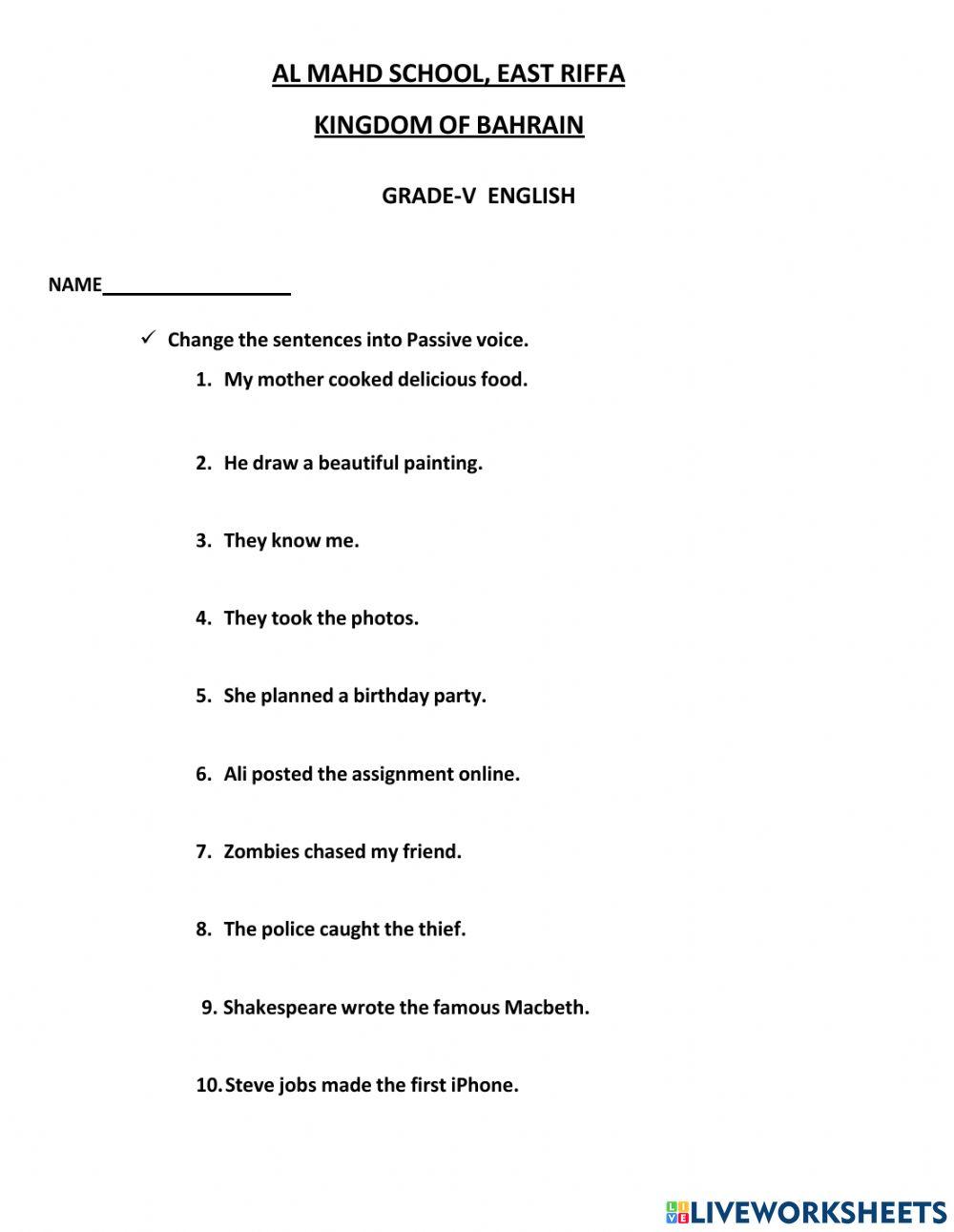 Past simple passive online pdf activity | Live Worksheets