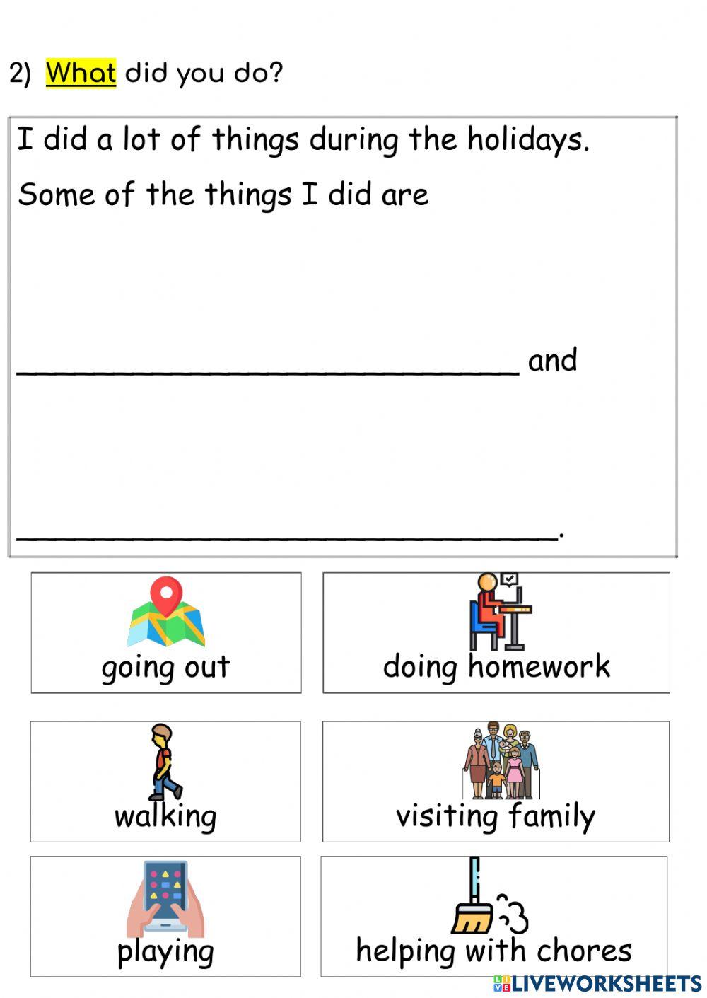 Holiday Journal Choices worksheet | Live Worksheets