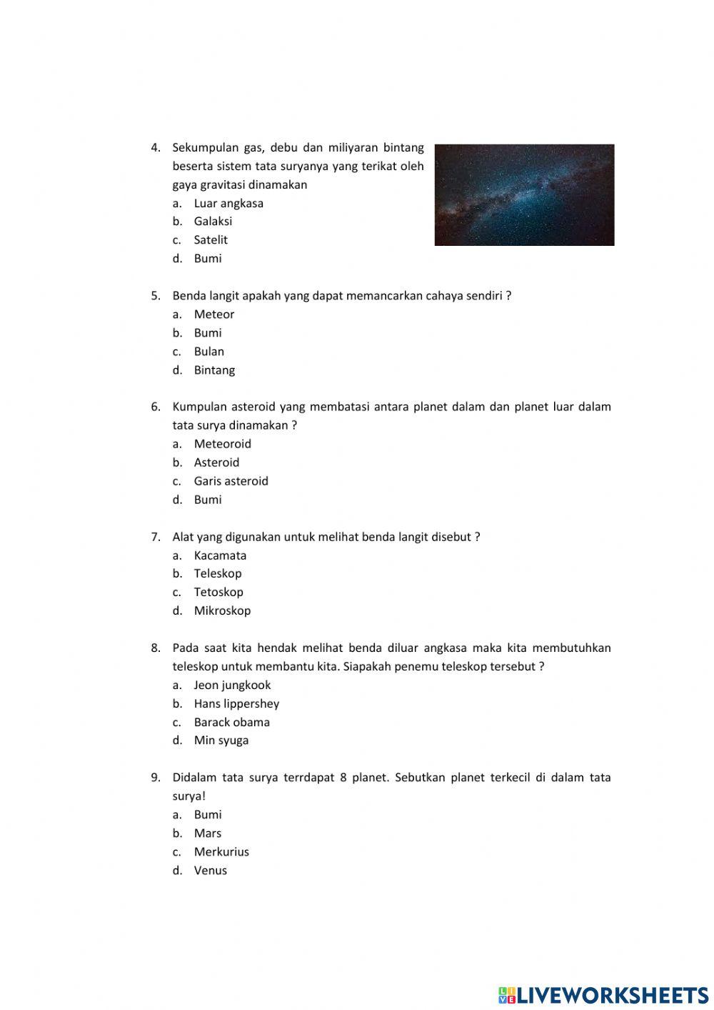 Kelas 6 Tema 9 worksheet | Live Worksheets