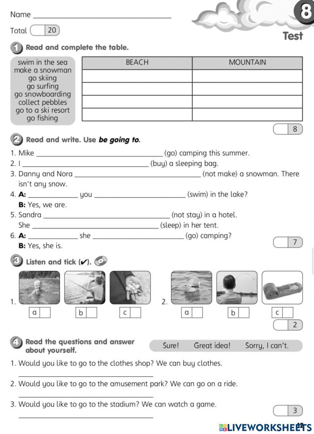 Smart junior 4 Test 8 online exercise for | Live Worksheets