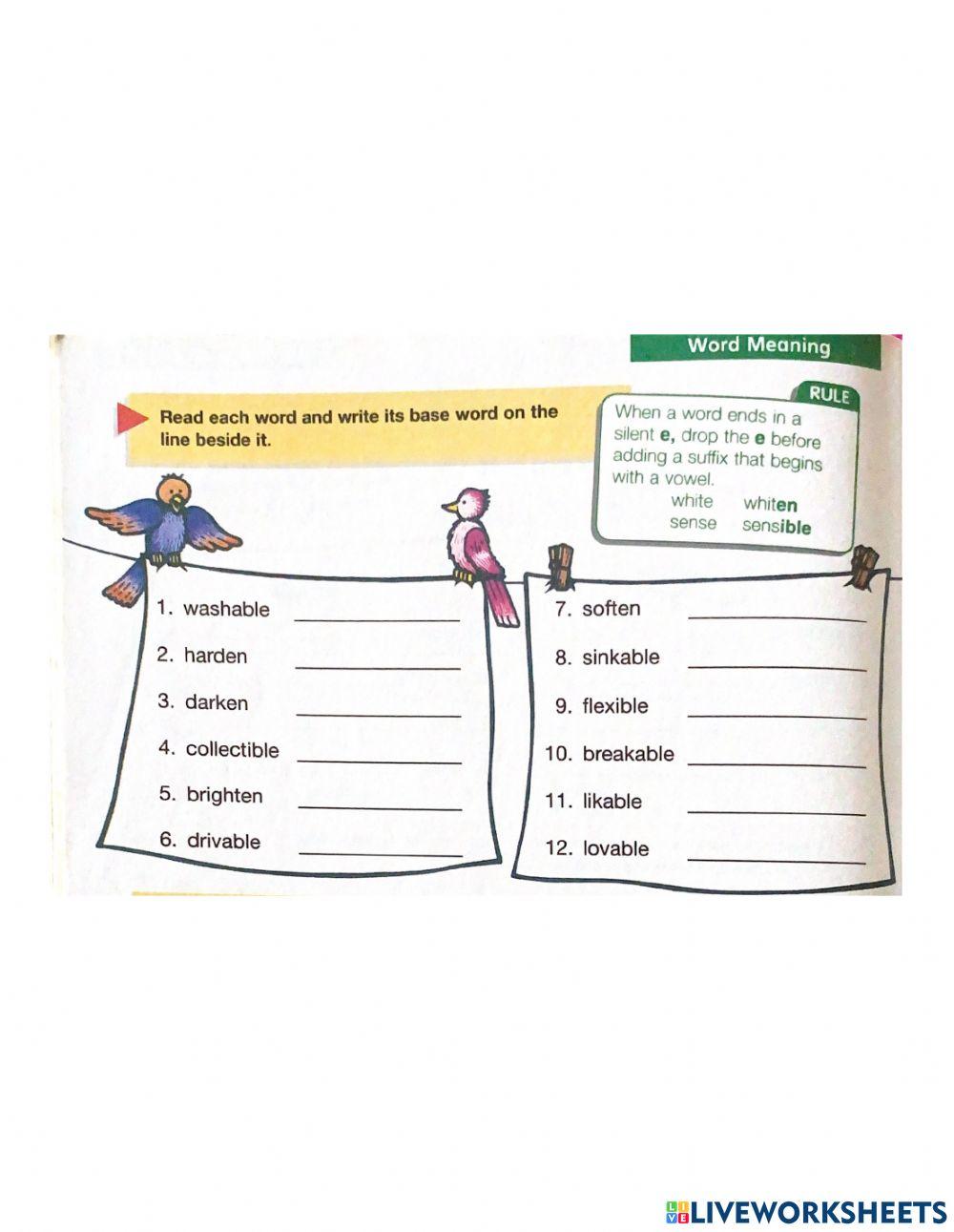 suffixes ion ment online exercise for | Live Worksheets