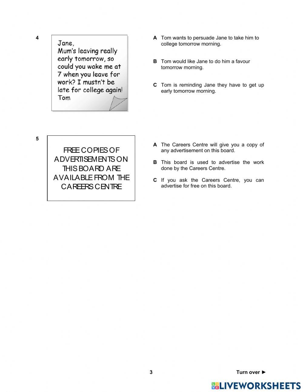 Cambridge PET | Free Interactive Worksheets | 6875401