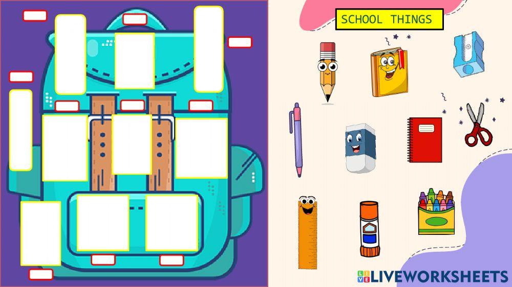 School things online exercise for 1º y 2º | Live Worksheets