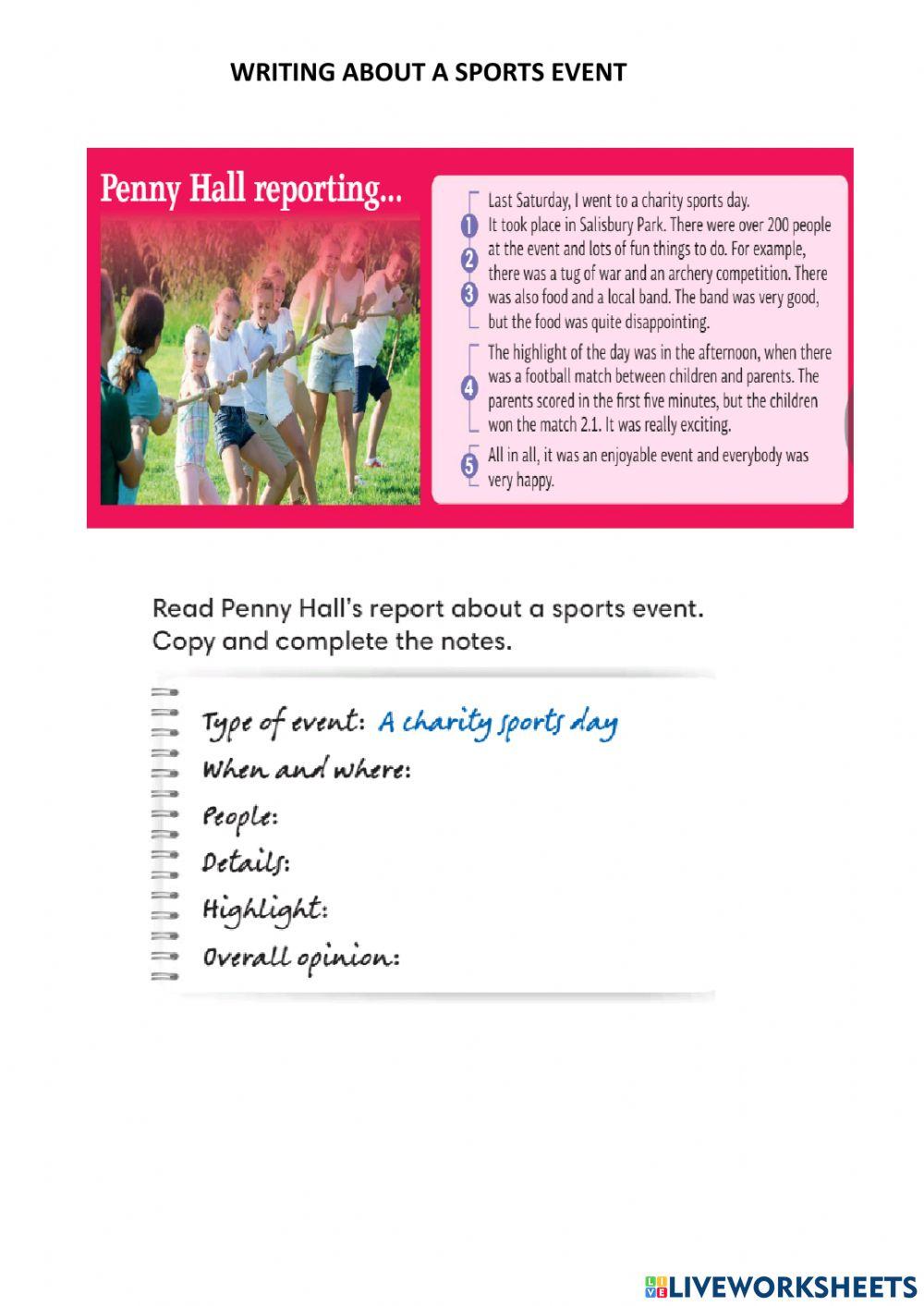 Sports Event online exercise for | Live Worksheets