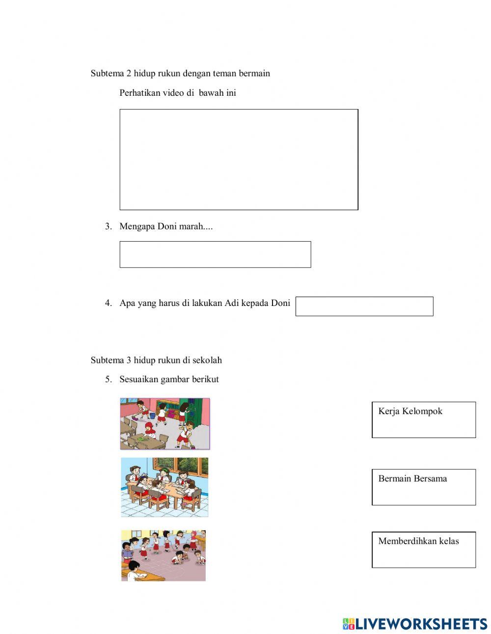 Hidup rukun online pdf activity | Live Worksheets