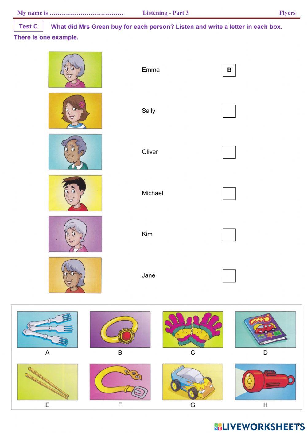 Flyers – Listening Part 3 – Test C | Vo Nguyen Nguyet