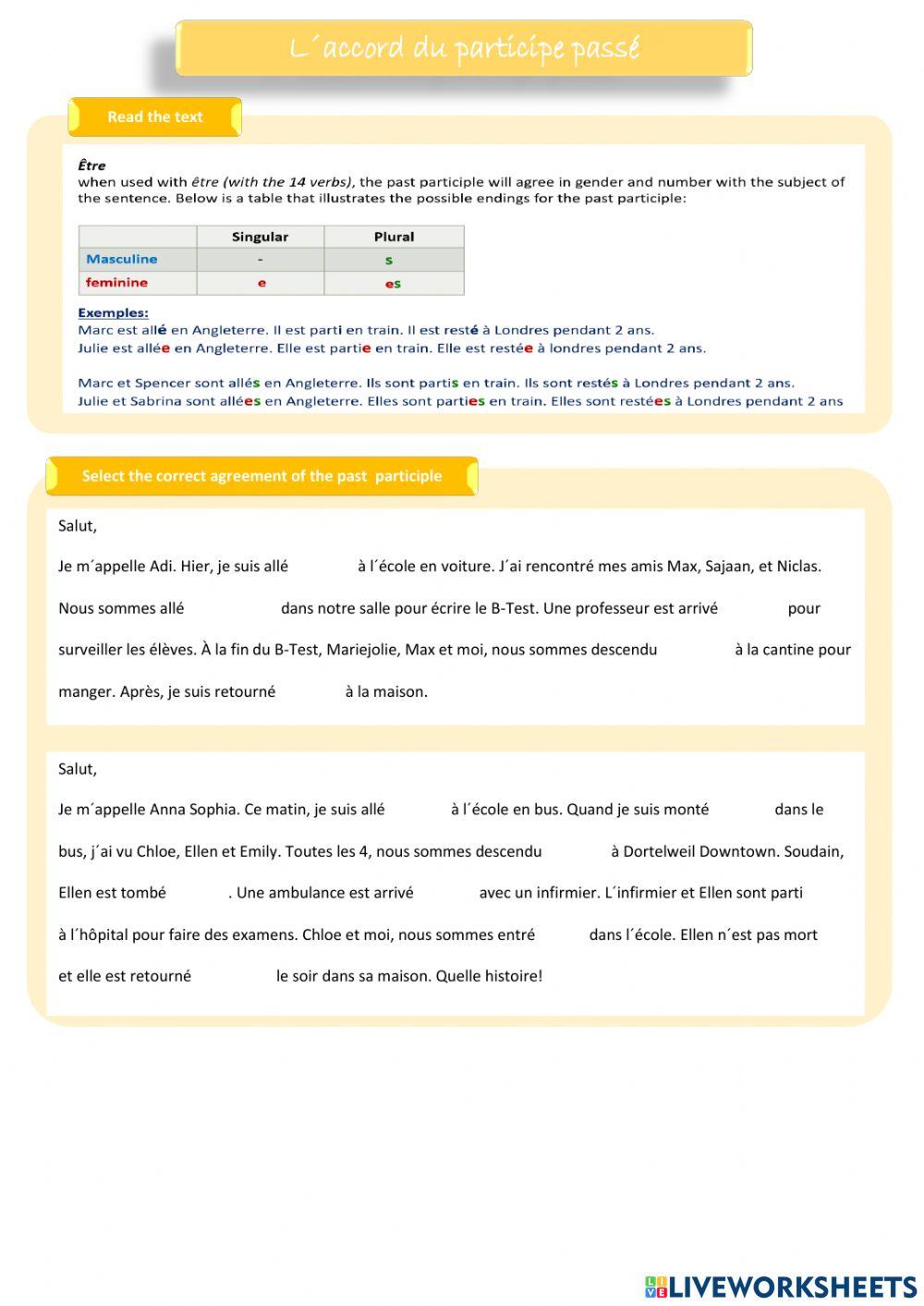Le Passé Composé Avec Etre Online Exercise For Live Worksheets