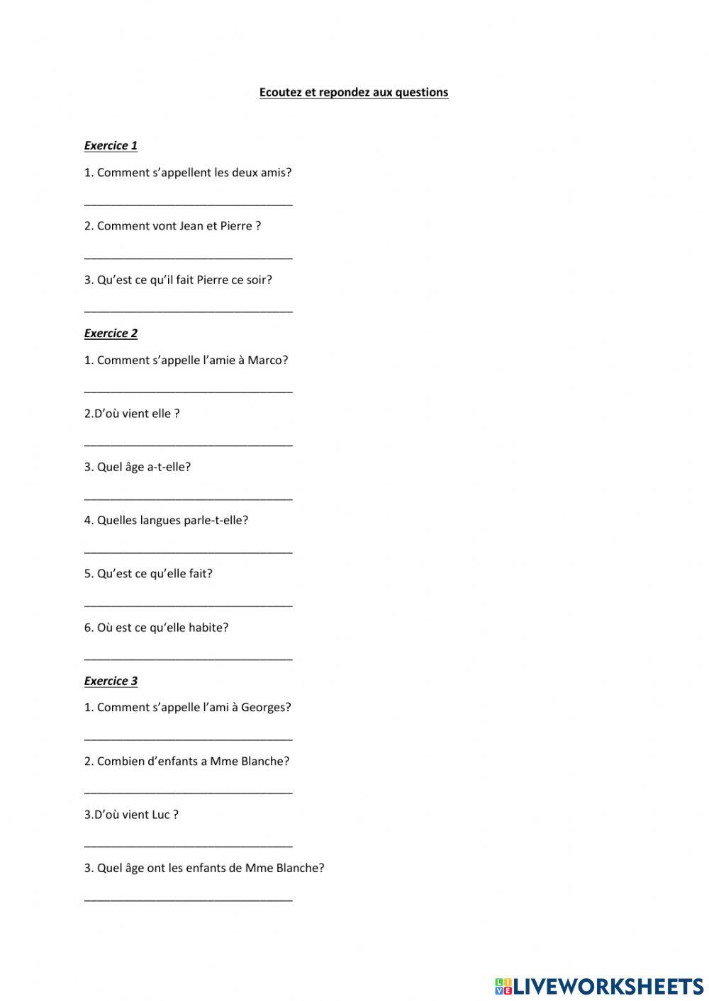 Se présenter | Free Interactive Worksheets | 2042605