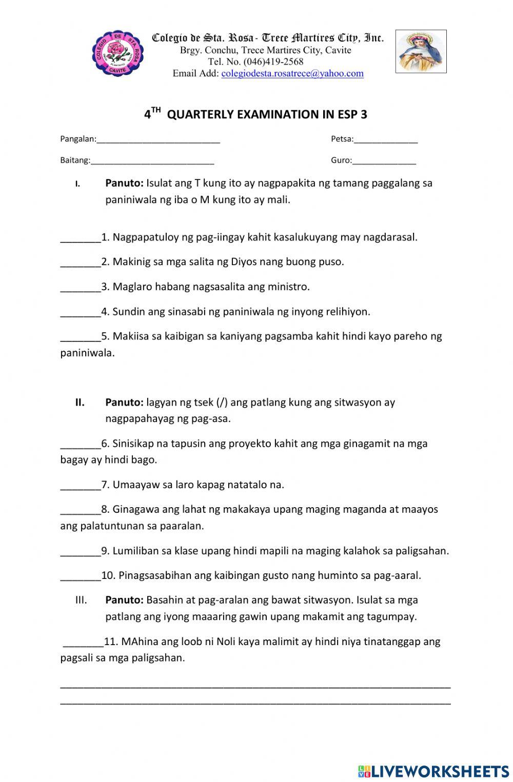 4thq exercise | Live Worksheets