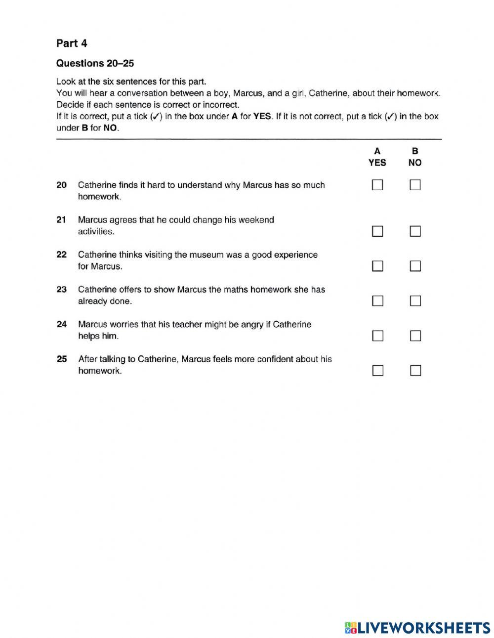Pet listening homework 20 worksheet | Live Worksheets