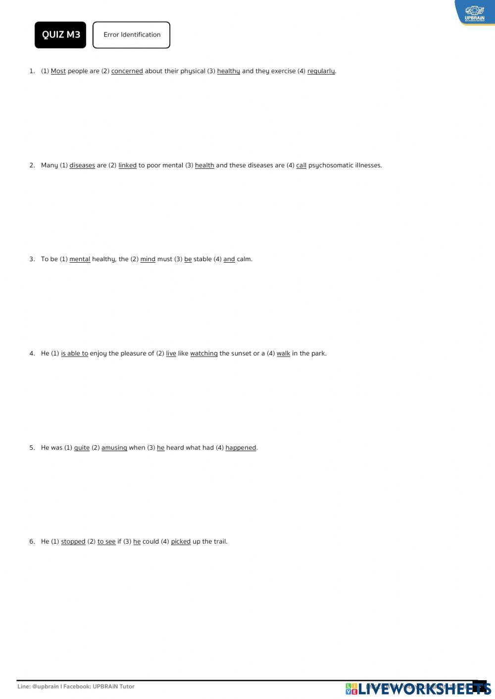 M3 exercise | Live Worksheets