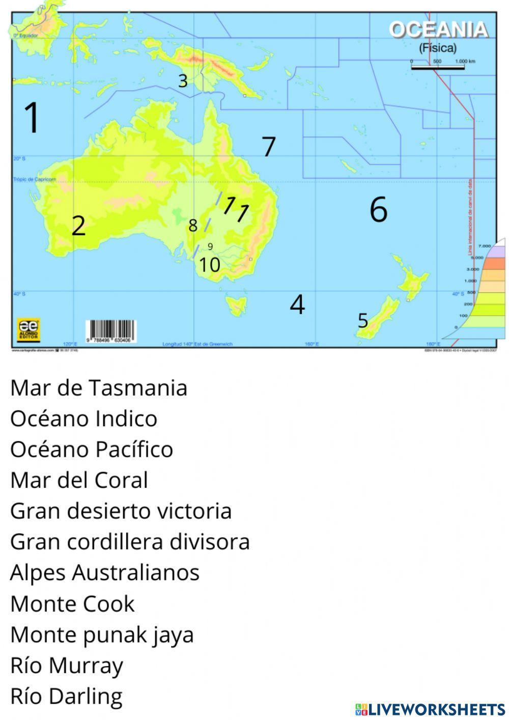 Relieve Oceania | Free Interactive Worksheets | 2019161