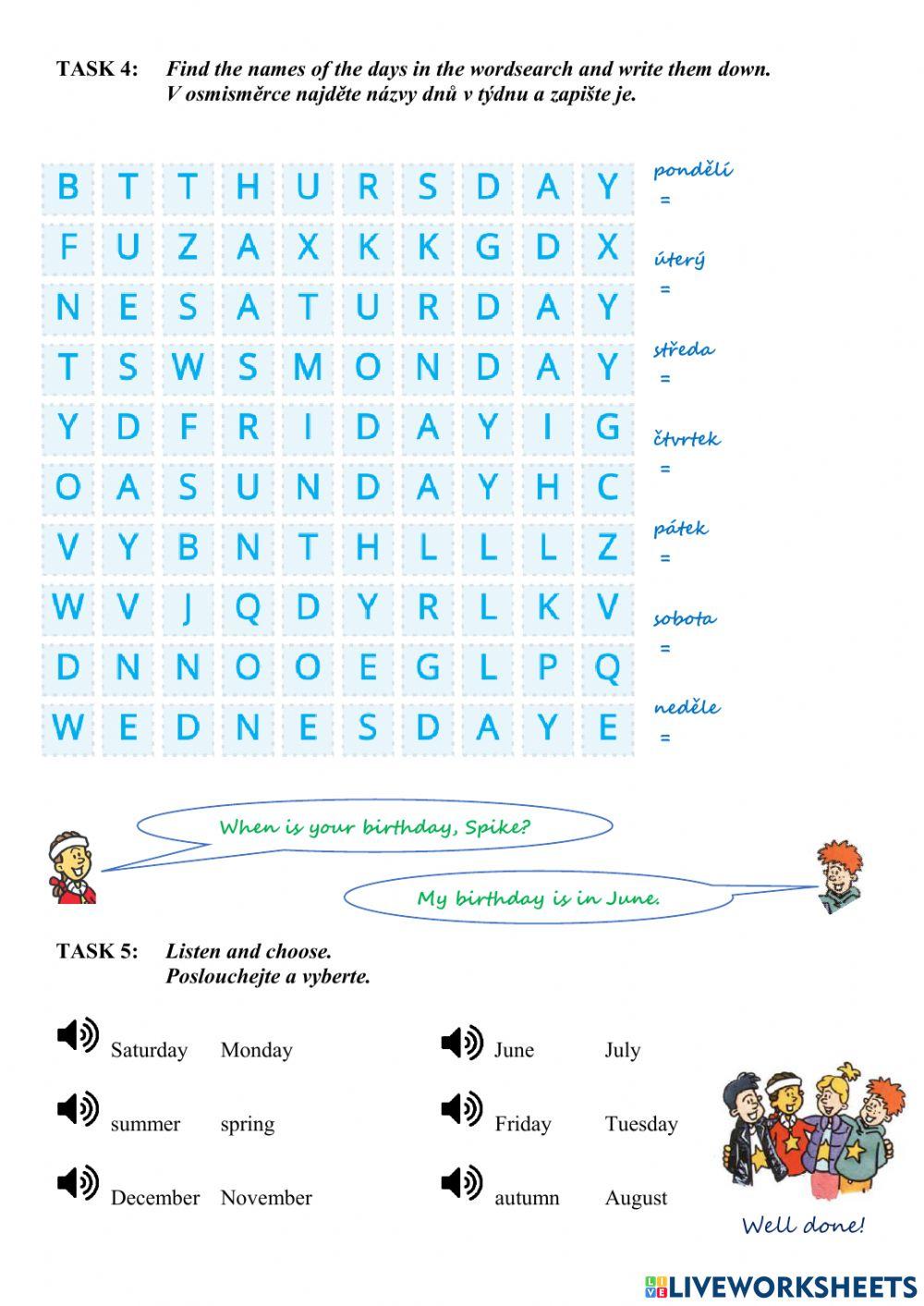 Days - months - seasons worksheet | Live Worksheets