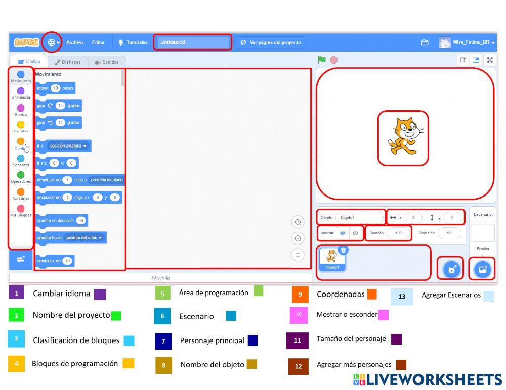 Entorno de Scratch | Miss_Fati | Live Worksheets