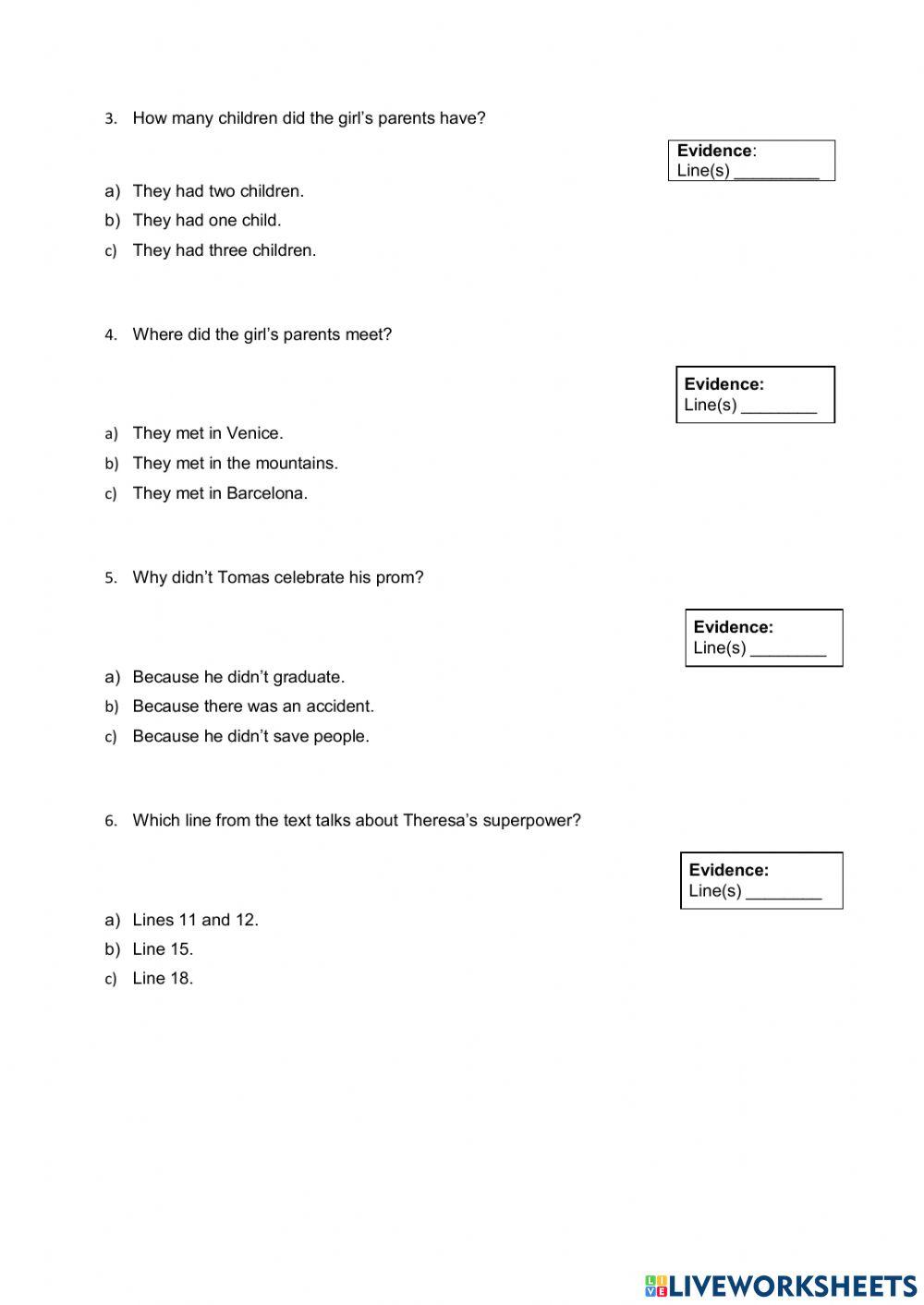 READING PAST EVENTS online exercise for | Live Worksheets
