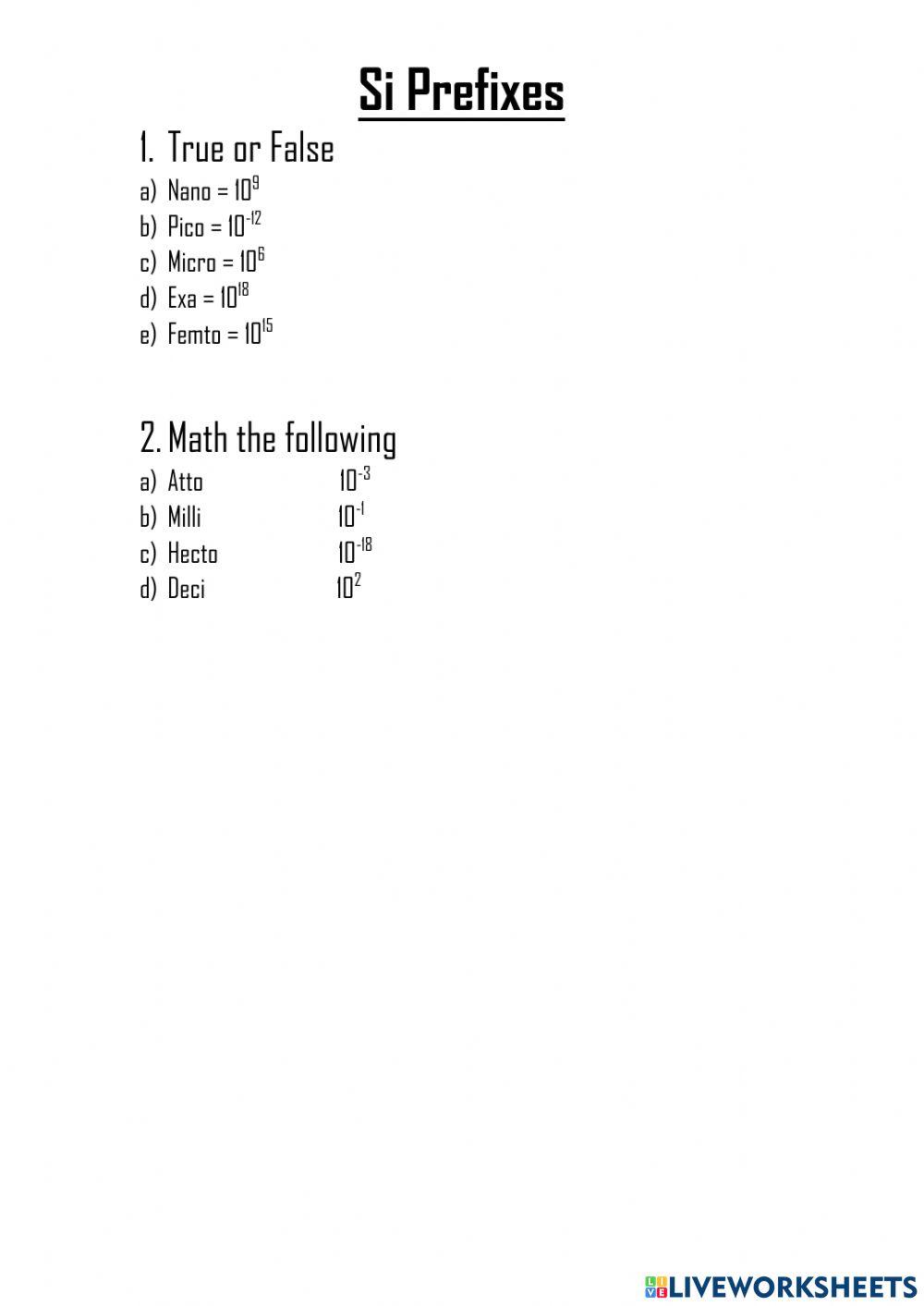 2043399 | Si Prefixes | Aymin123 | LiveWorksheets