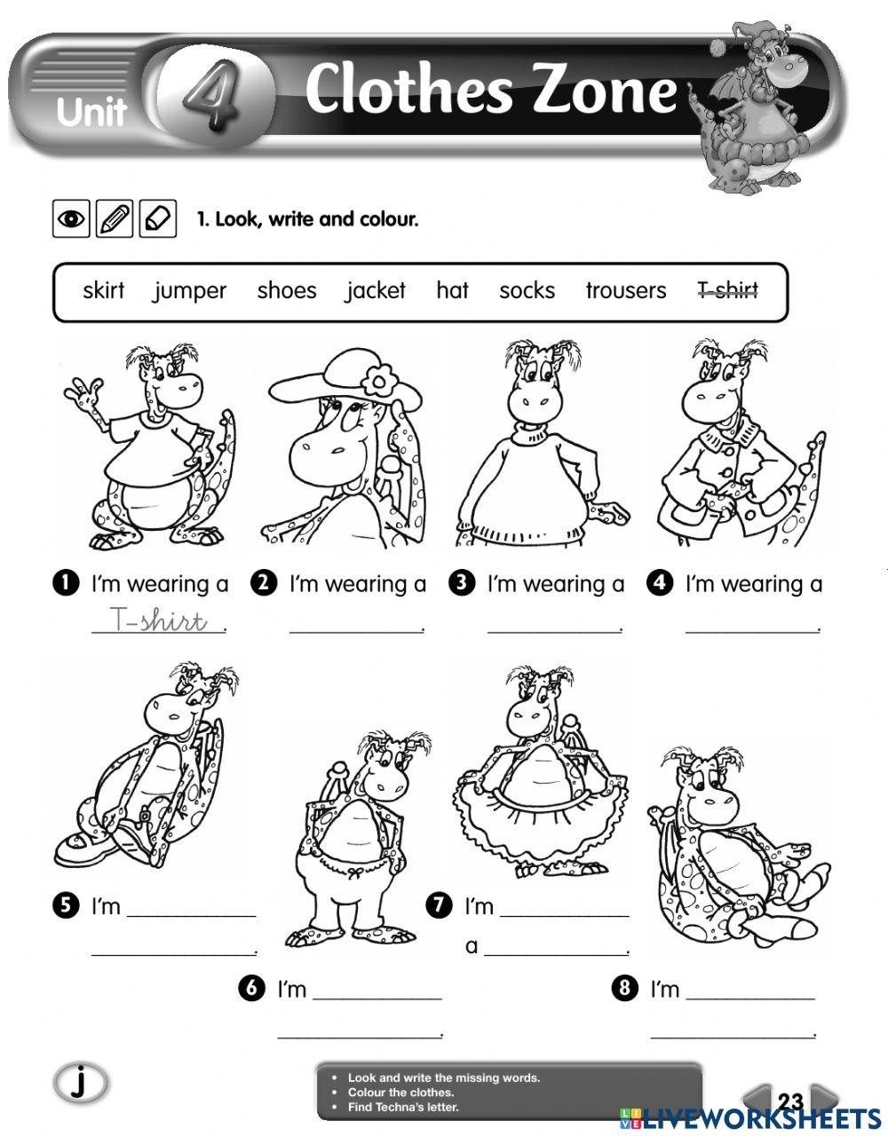 Clothes + Wearing Practice Activity worksheet | Live Worksheets