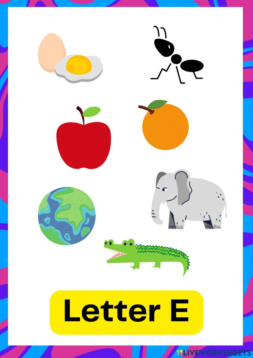 Letter E online practice | Live Worksheets