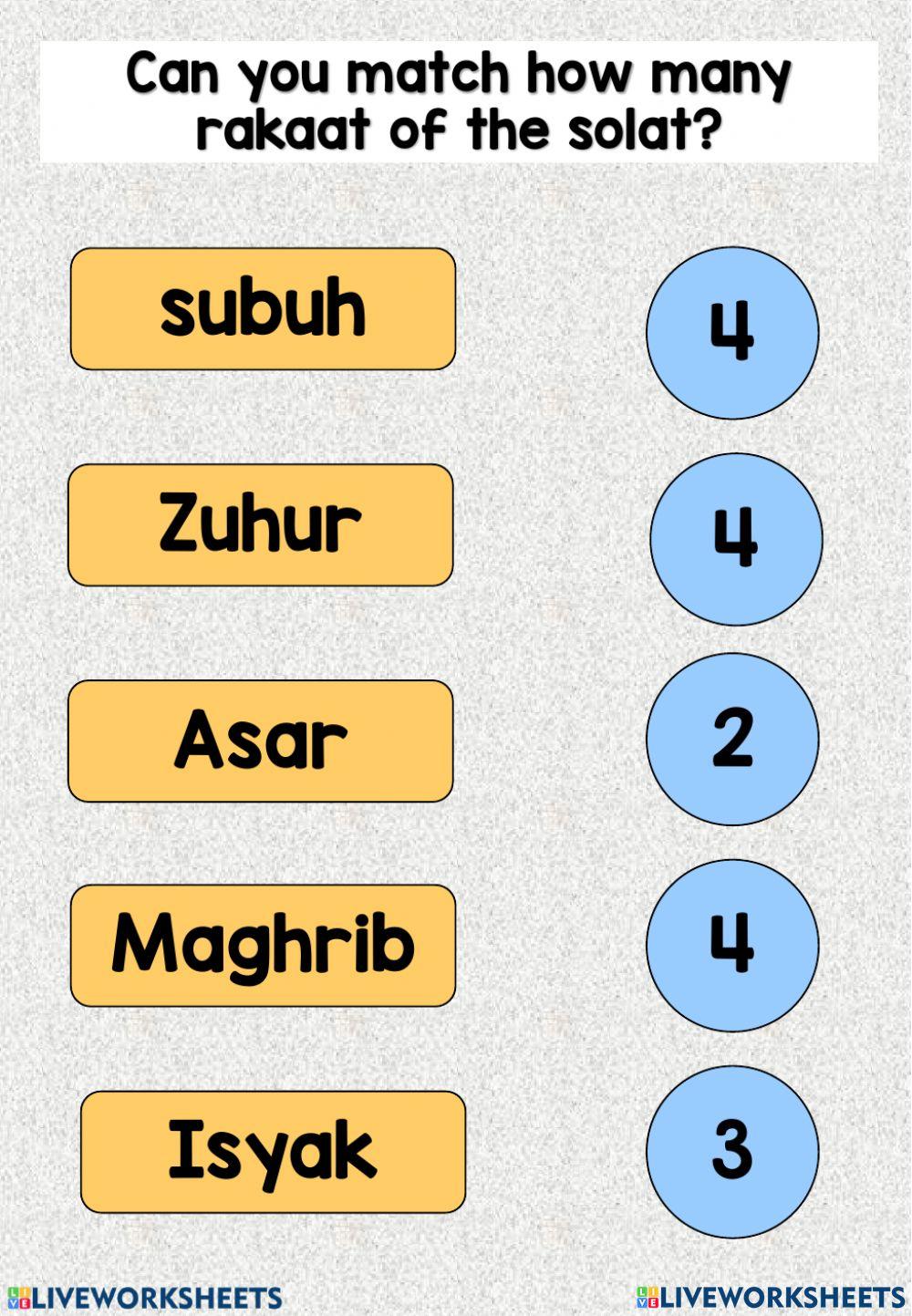Jumlah rakaat s… | Free Interactive Worksheets | 2043951