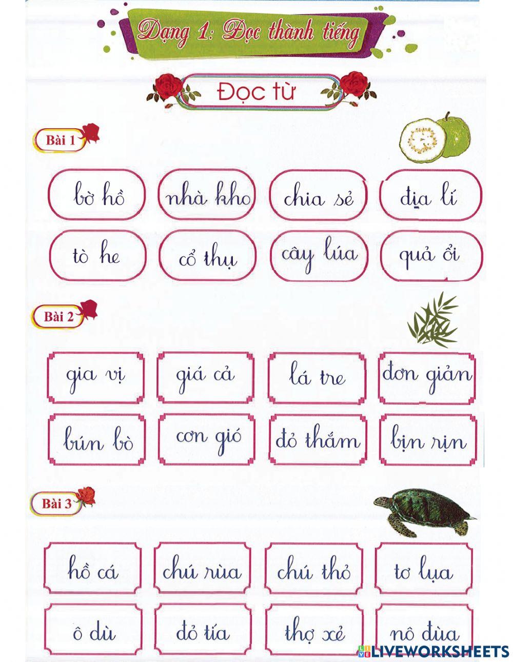 2044049 | Tiếng việt 1 lên 2 - Dạng 1: Đọc thành tiếng