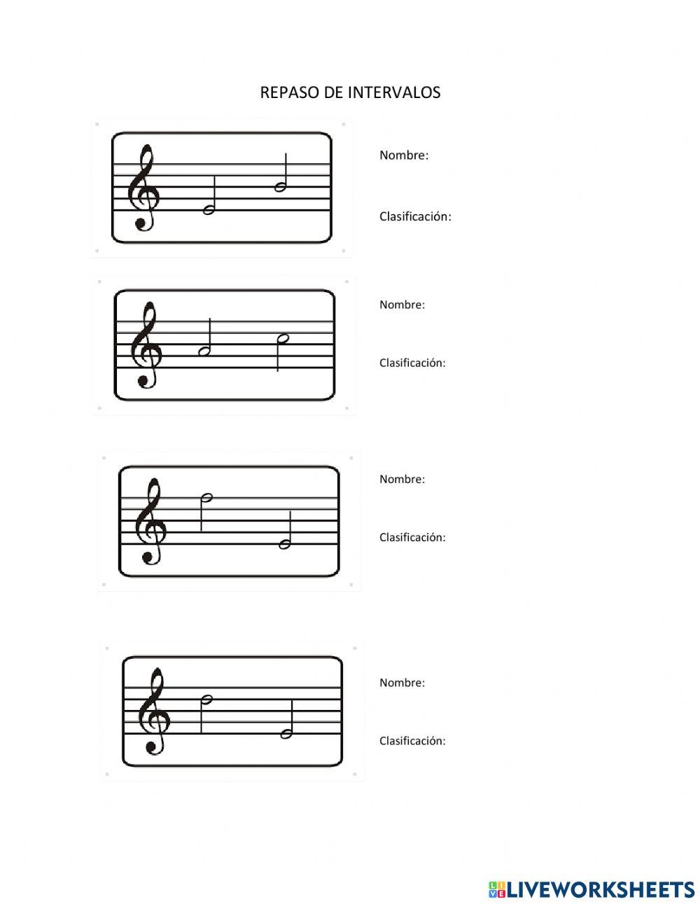 Repaso de intervalos interactive worksheet | Live Worksheets