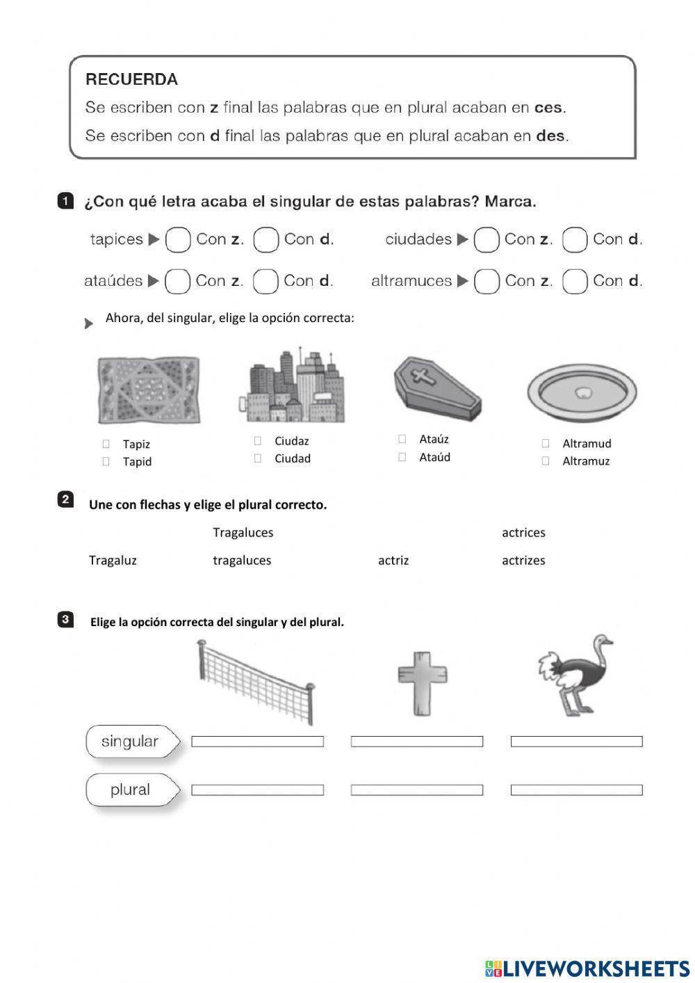 Terminaciones d-z worksheet | Live Worksheets