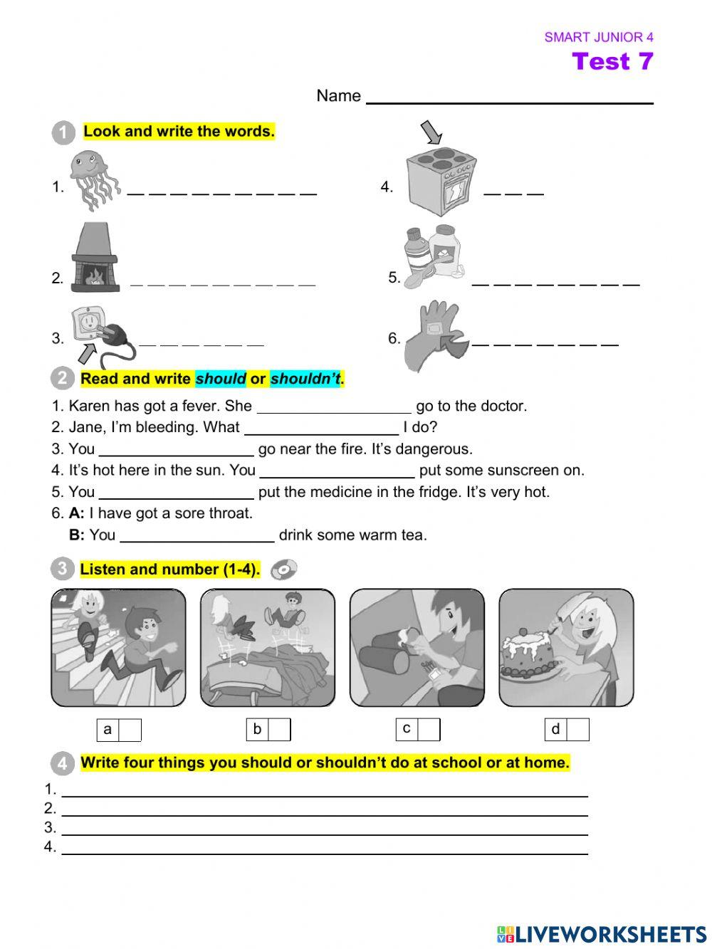 Smart Junior 4 Test 7 online exercise for | Live Worksheets