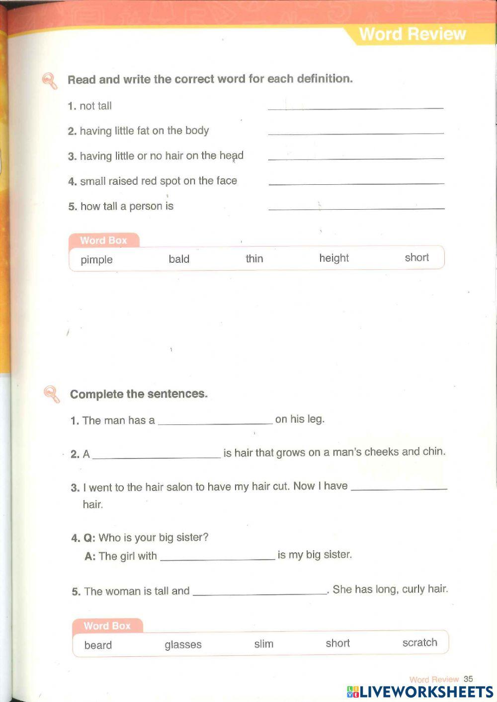 Step 1 book 1 unit 2 vocab checking appearances online exercise for 2-3 ...