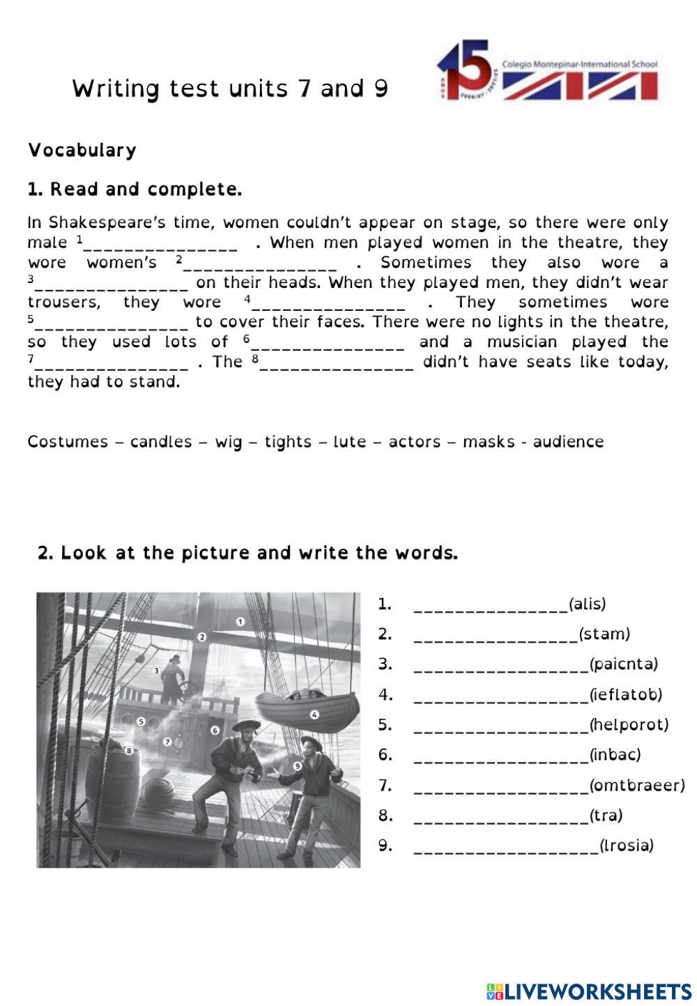 Writing U7-U9A 2045275 | BlancaO | Live Worksheets