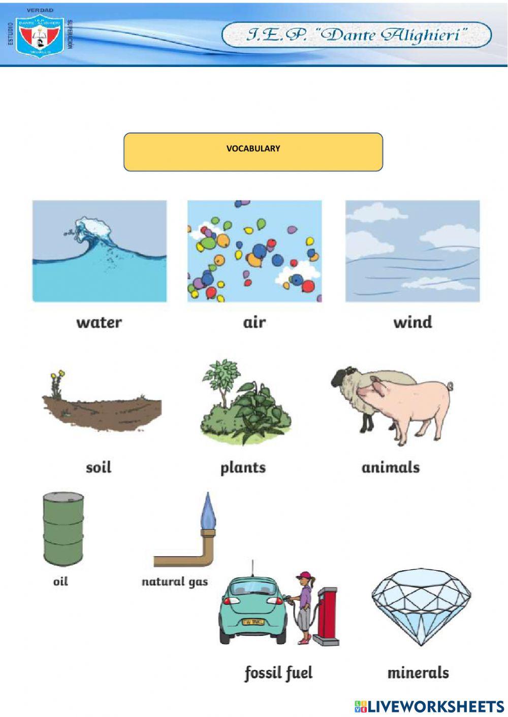 Natural resources online pdf worksheet | Live Worksheets
