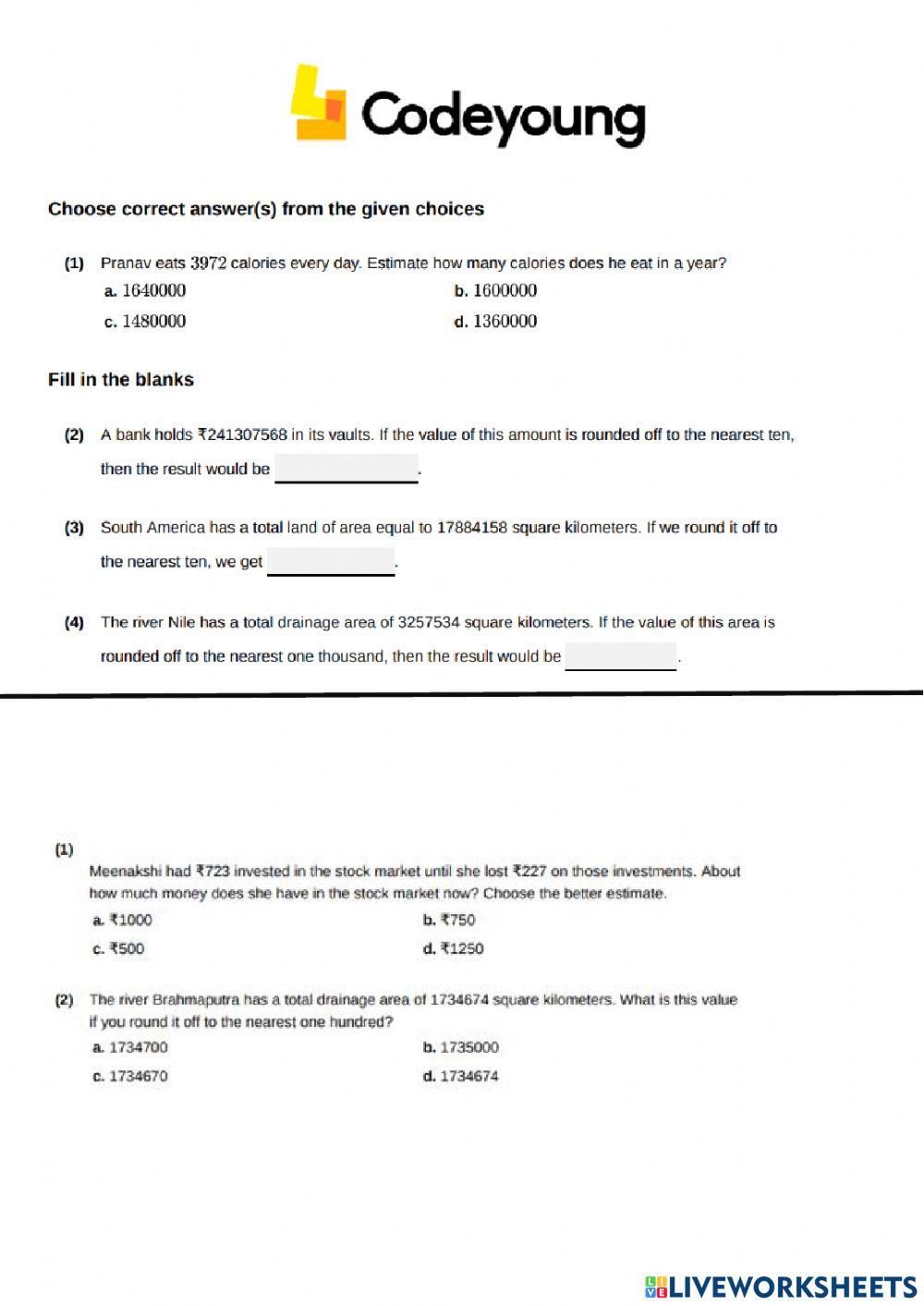 Numbers online exercise for 6 | Live Worksheets