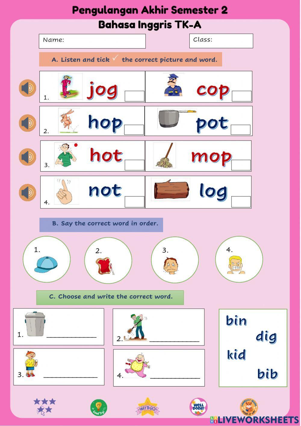 English review semester 2 worksheet | Live Worksheets