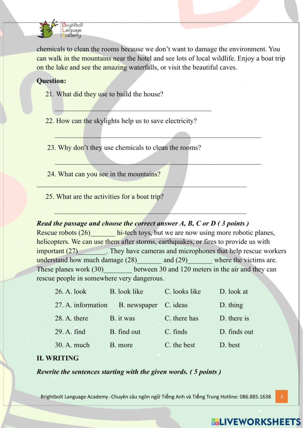 English Test online exercise for 5 | Live Worksheets