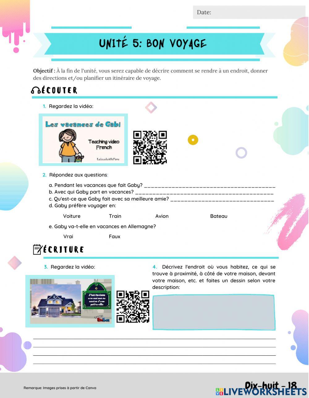 Bon voyage | Free Interactive Worksheets | 2045688