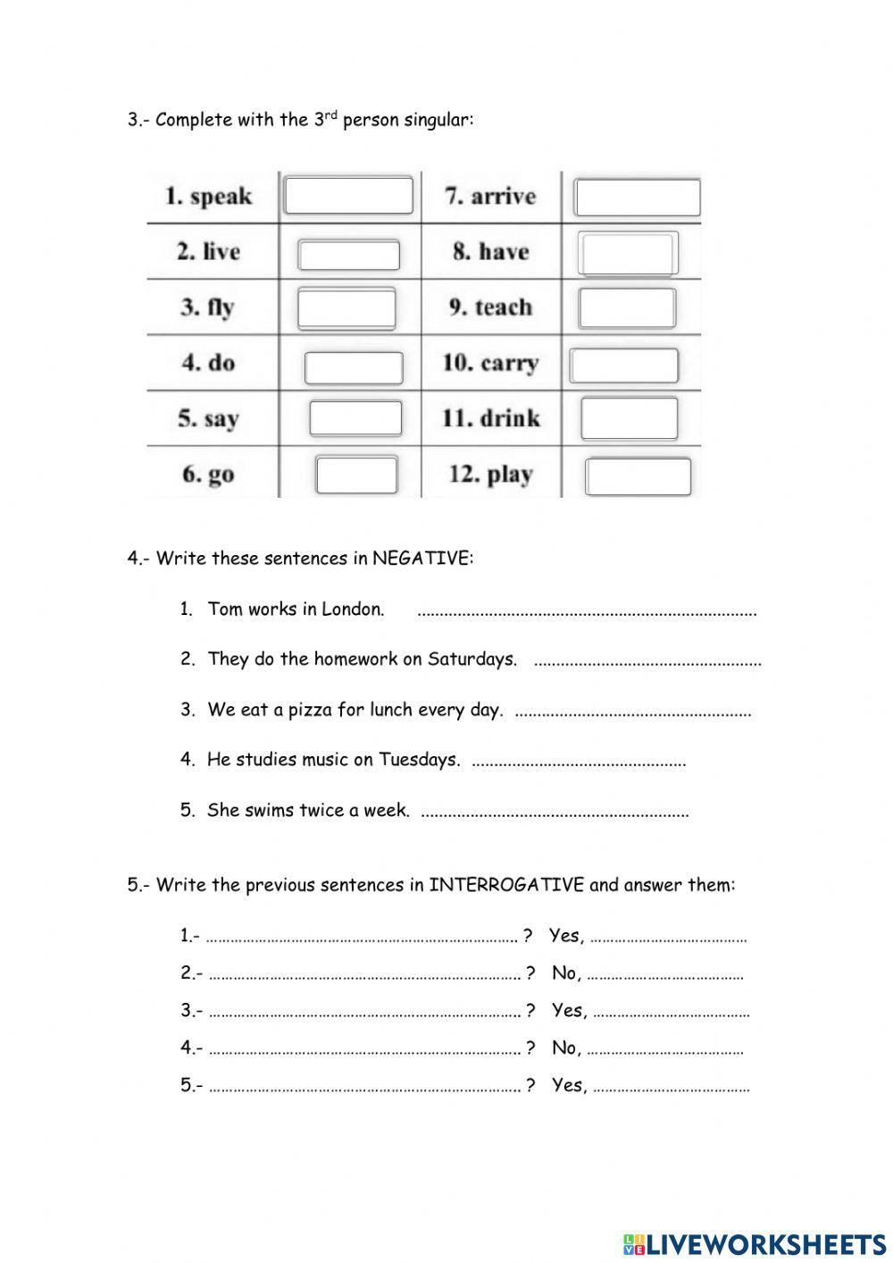 YEAR 5 - UNIT 3 - GRAMMAR TEST online exercise for | Live Worksheets