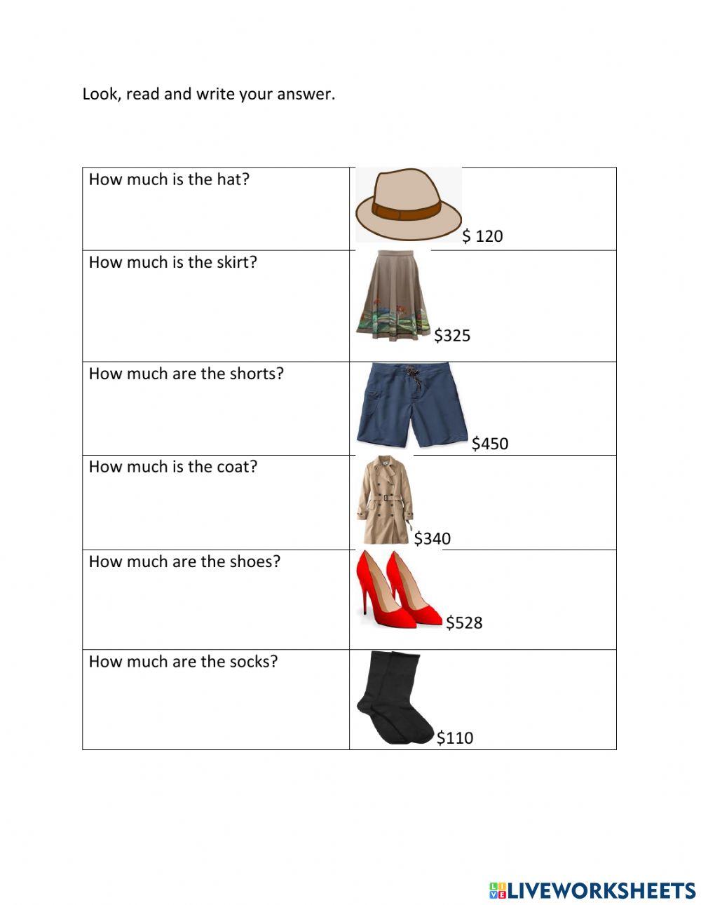 Clothes online exercise for | Live Worksheets