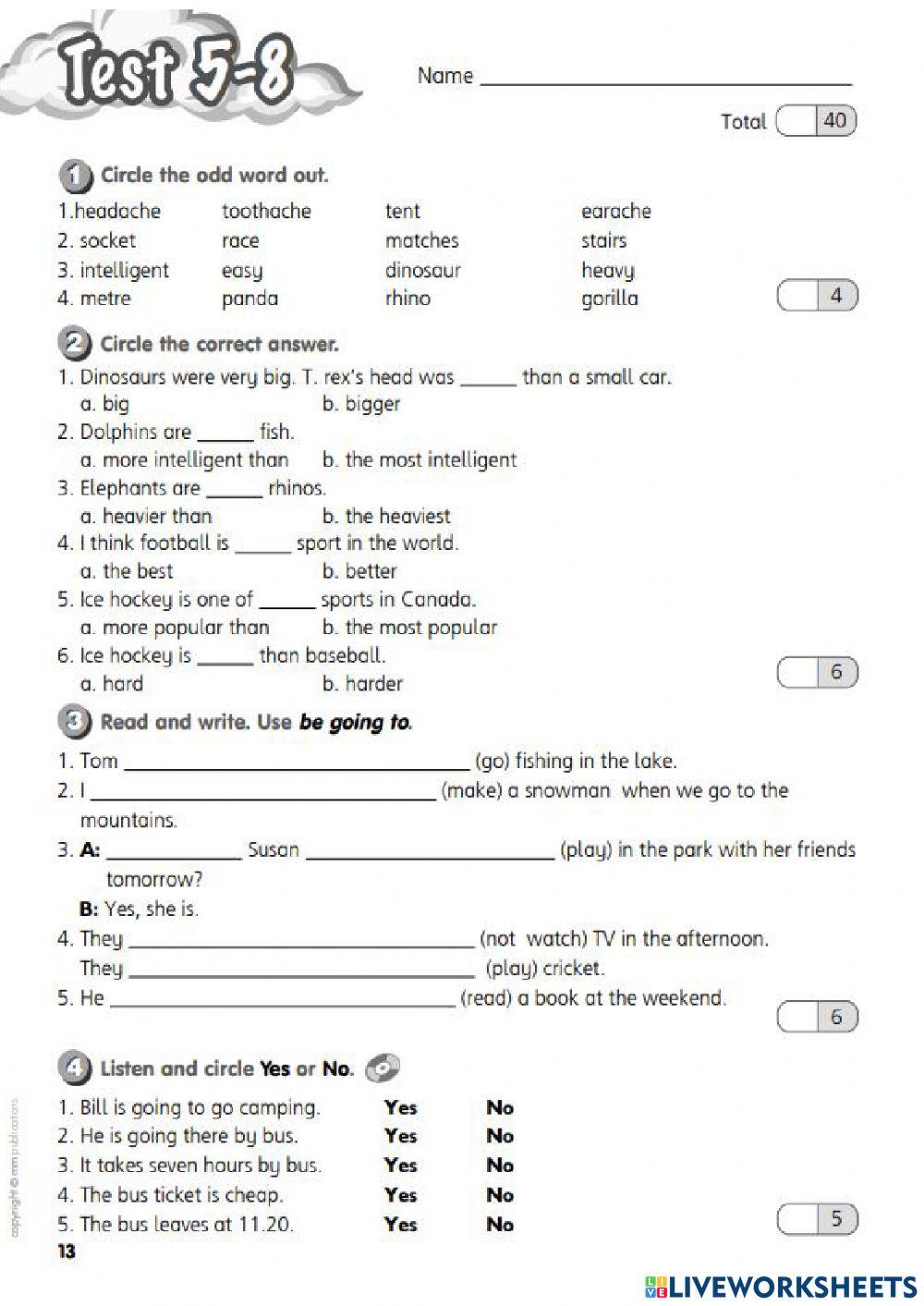 Smart Junior 4 test 5-8 online exercise for | Live Worksheets