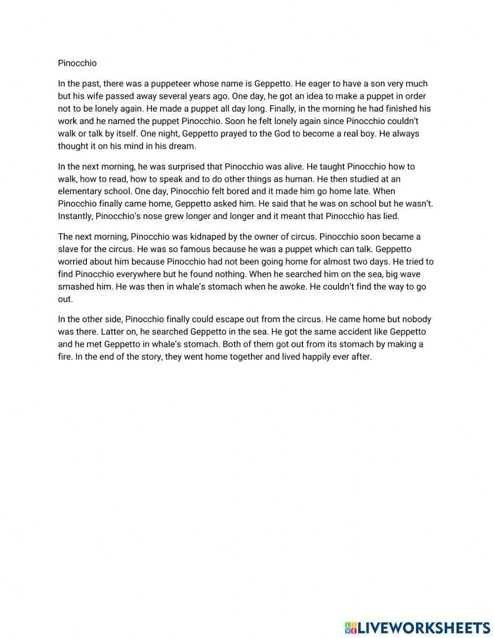 Fairy tales free exercise | Live Worksheets