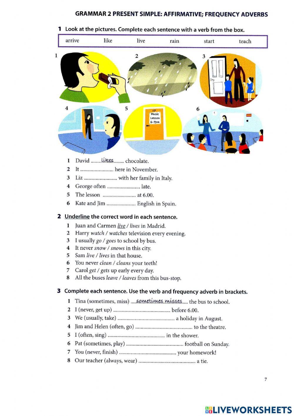 Grammar 1: Present Simple worksheet | Live Worksheets