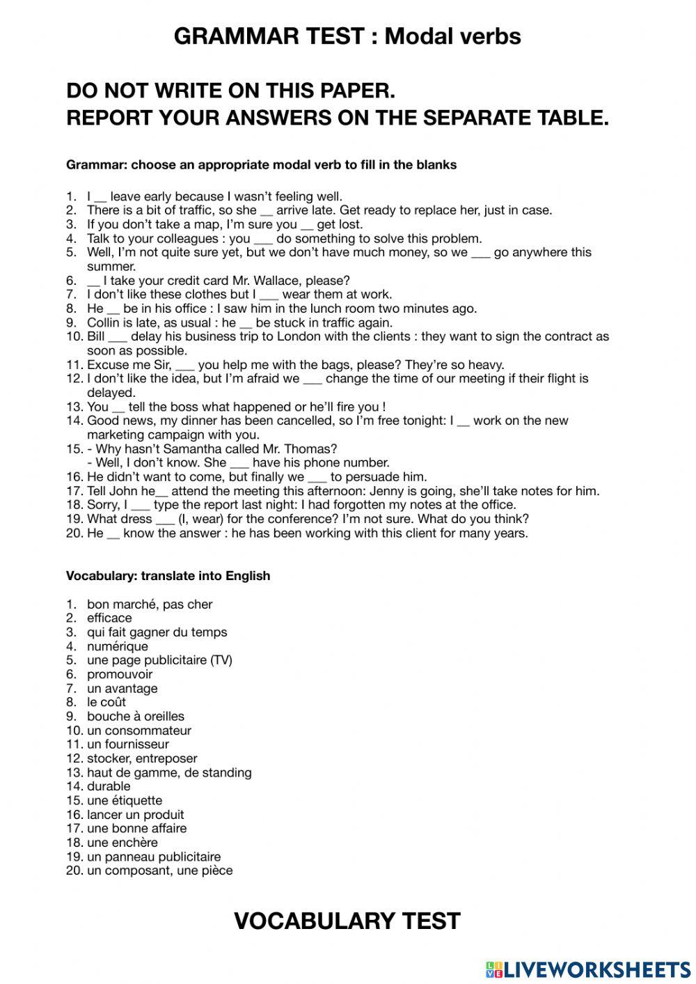 Modal verbs 2047540 | MsLP | Live Worksheets