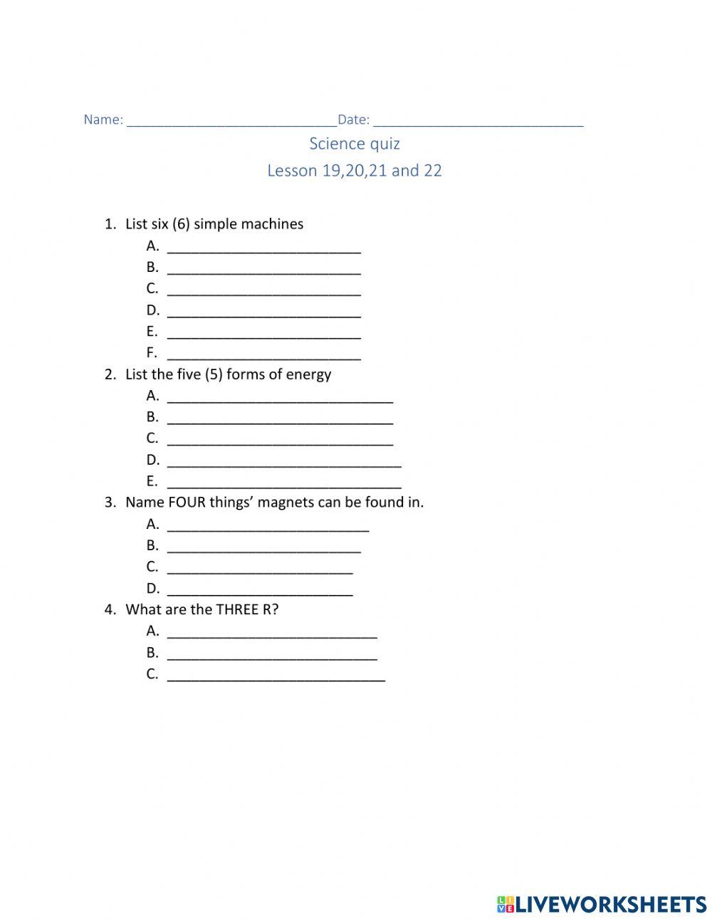 lesson 19-22 online exercise for | Live Worksheets