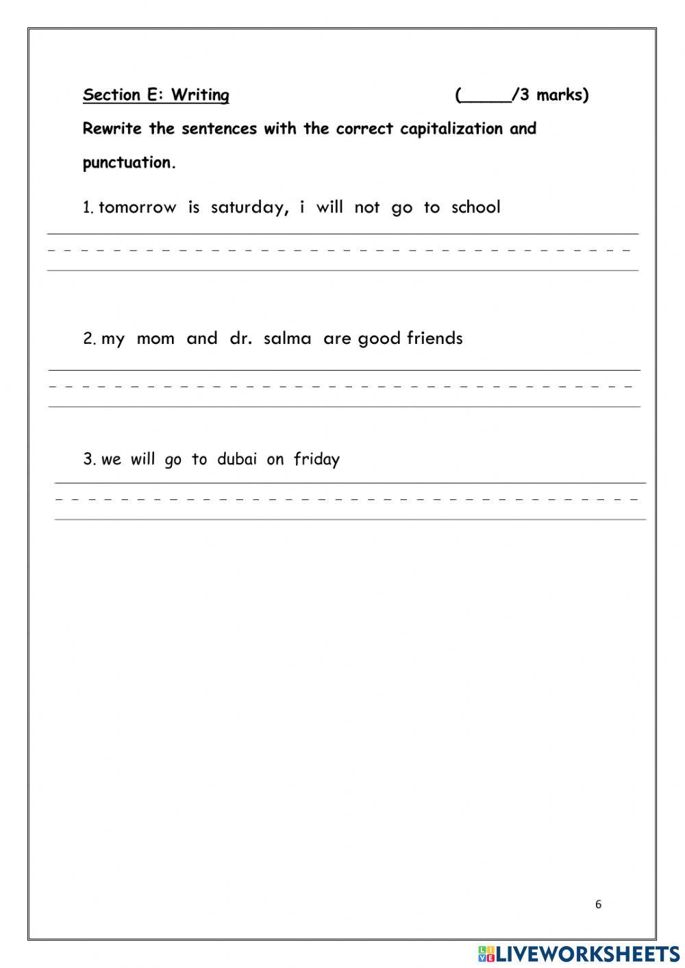 Gr1 English Mini Quiz worksheet | Live Worksheets
