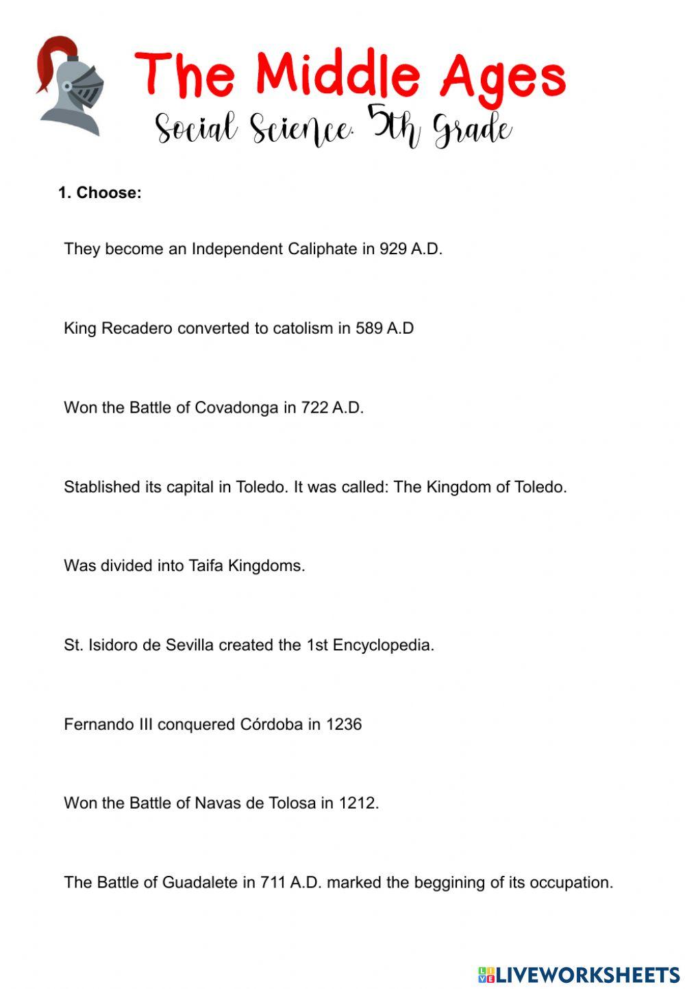 Electricity and the Middle Ages worksheet | Live Worksheets