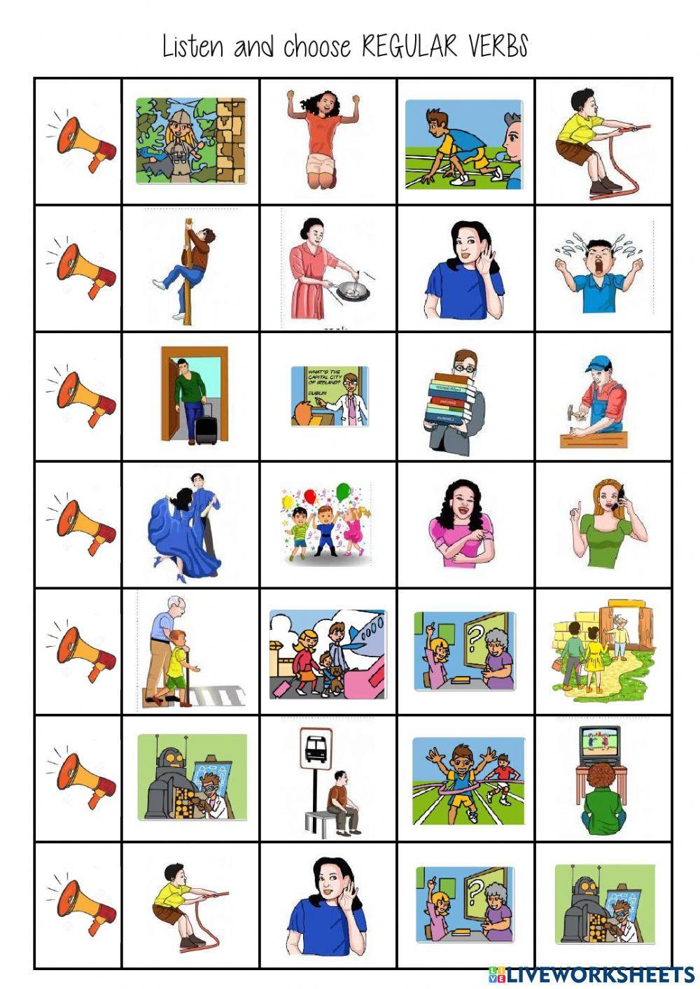 listen and choose mix verbs 2 worksheet | Live Worksheets
