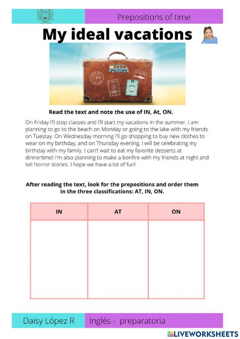 Reading preposition activity online exercise for | Live Worksheets