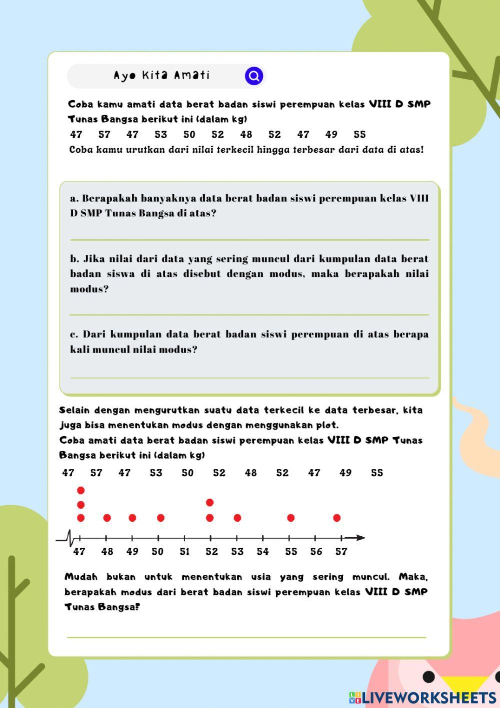LKS 4 Modus worksheet | Live Worksheets