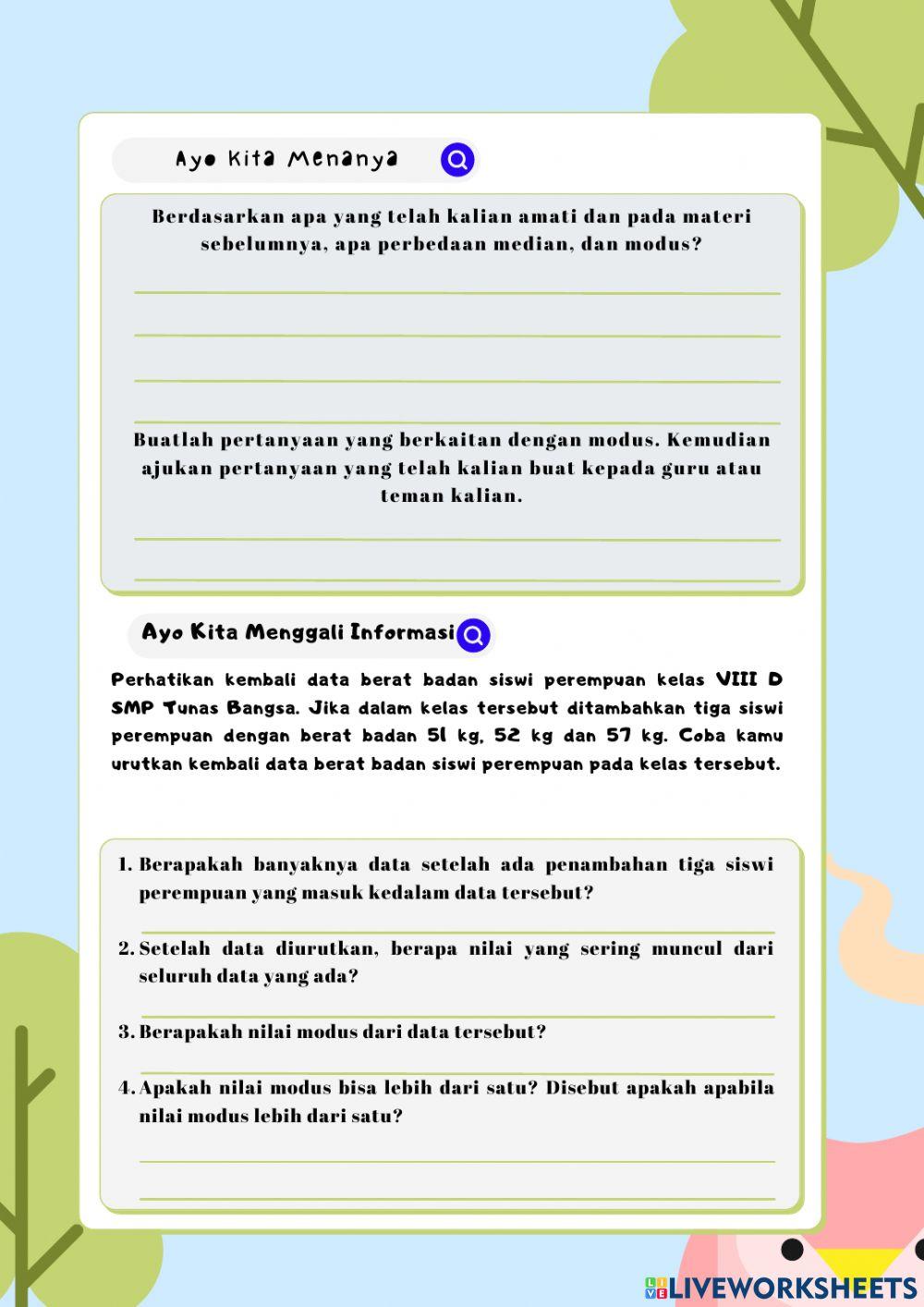 LKS 4 Modus worksheet | Live Worksheets